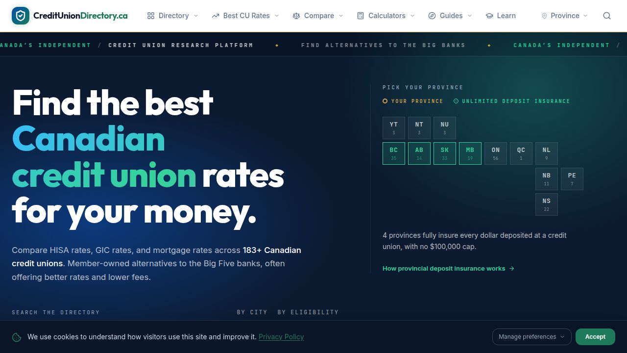 Compare Credit Unions, Banks & Brokerages | Canada